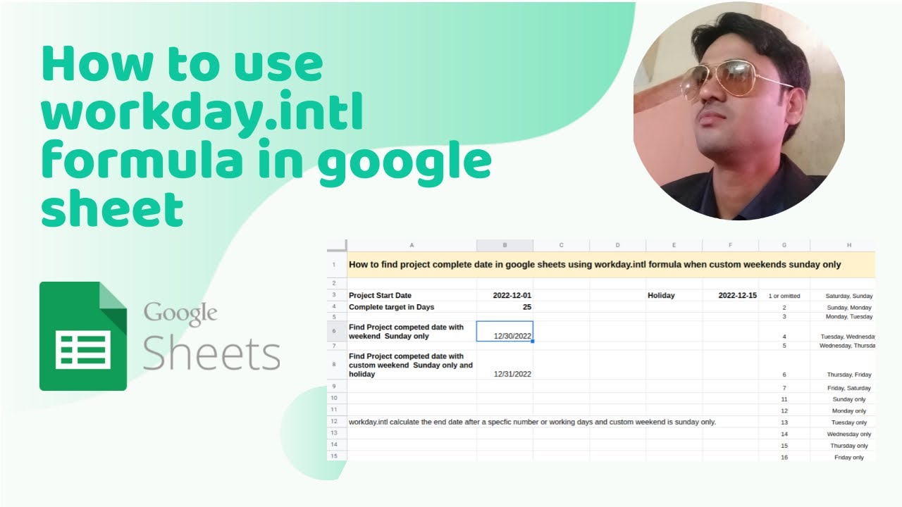 How to use workday.intl formula in google sheet