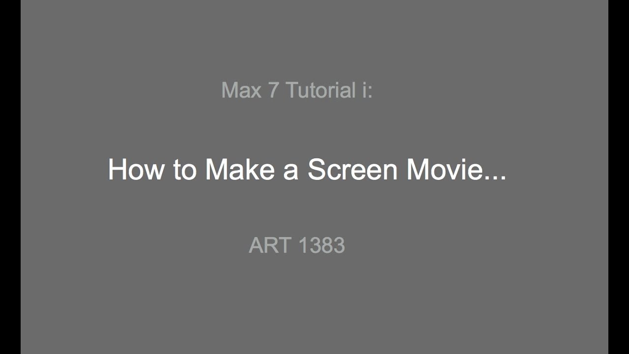 Max 7 Tutorial i...  How to make a Screen Capture