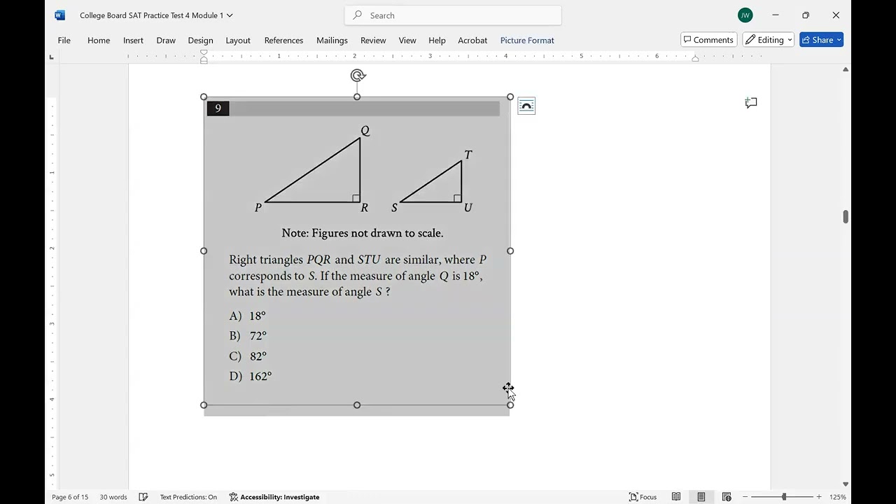 SAT Math Practice Test 4 Module 1 College Board 2025-2026