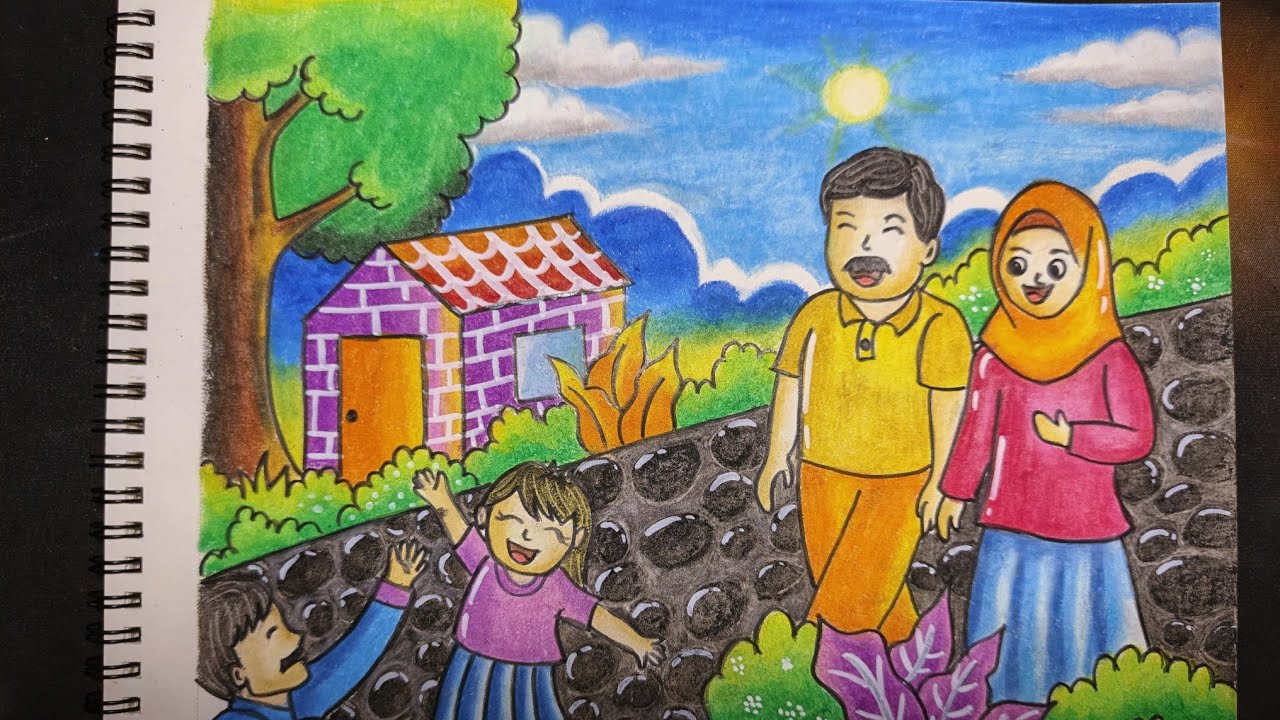 Mewarnai Gambar Tema Keluarga untuk Lomba FLS3N Simpel dan Mudah