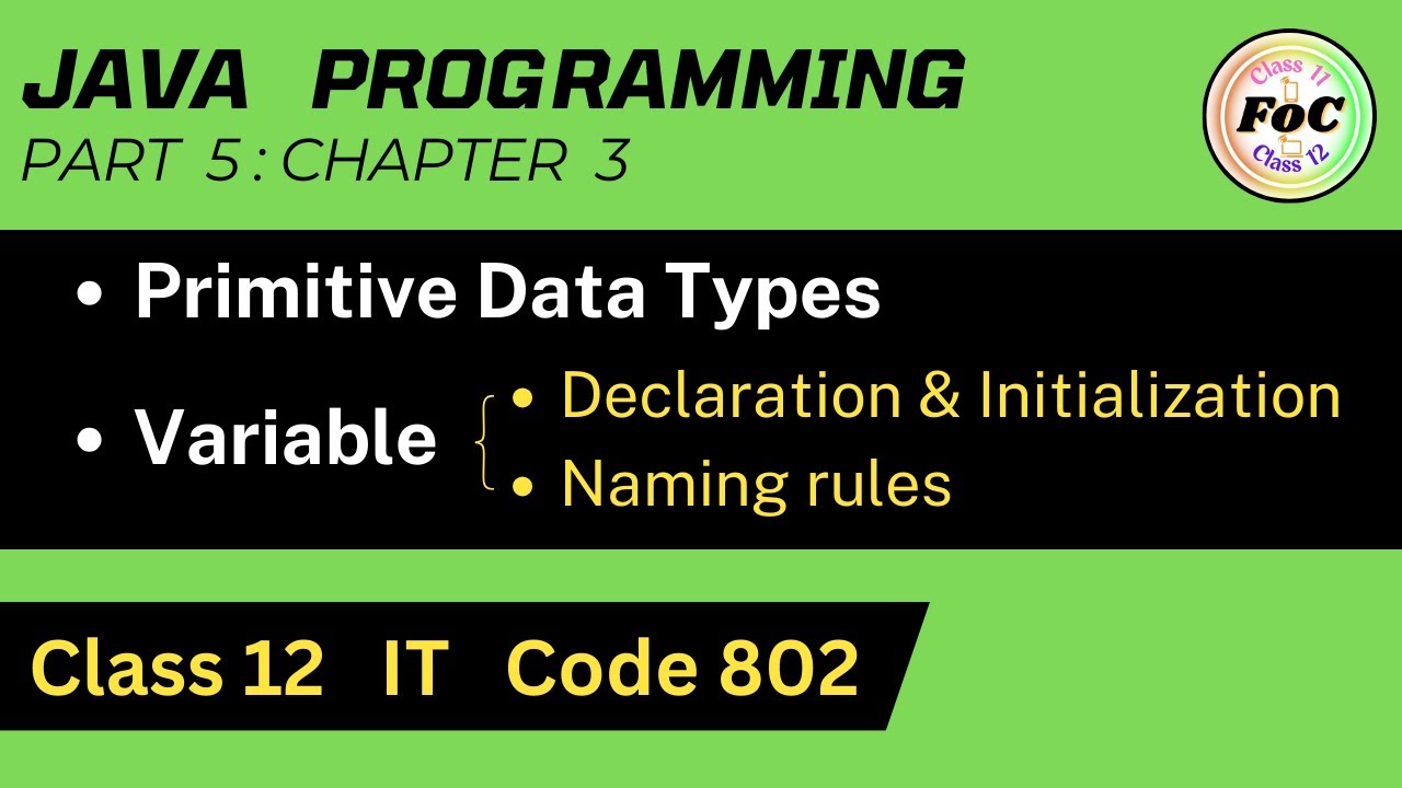 Java Class 12 | Data Types | Variable Declaration Rules | Unit 3 Information Technology IT Code 802