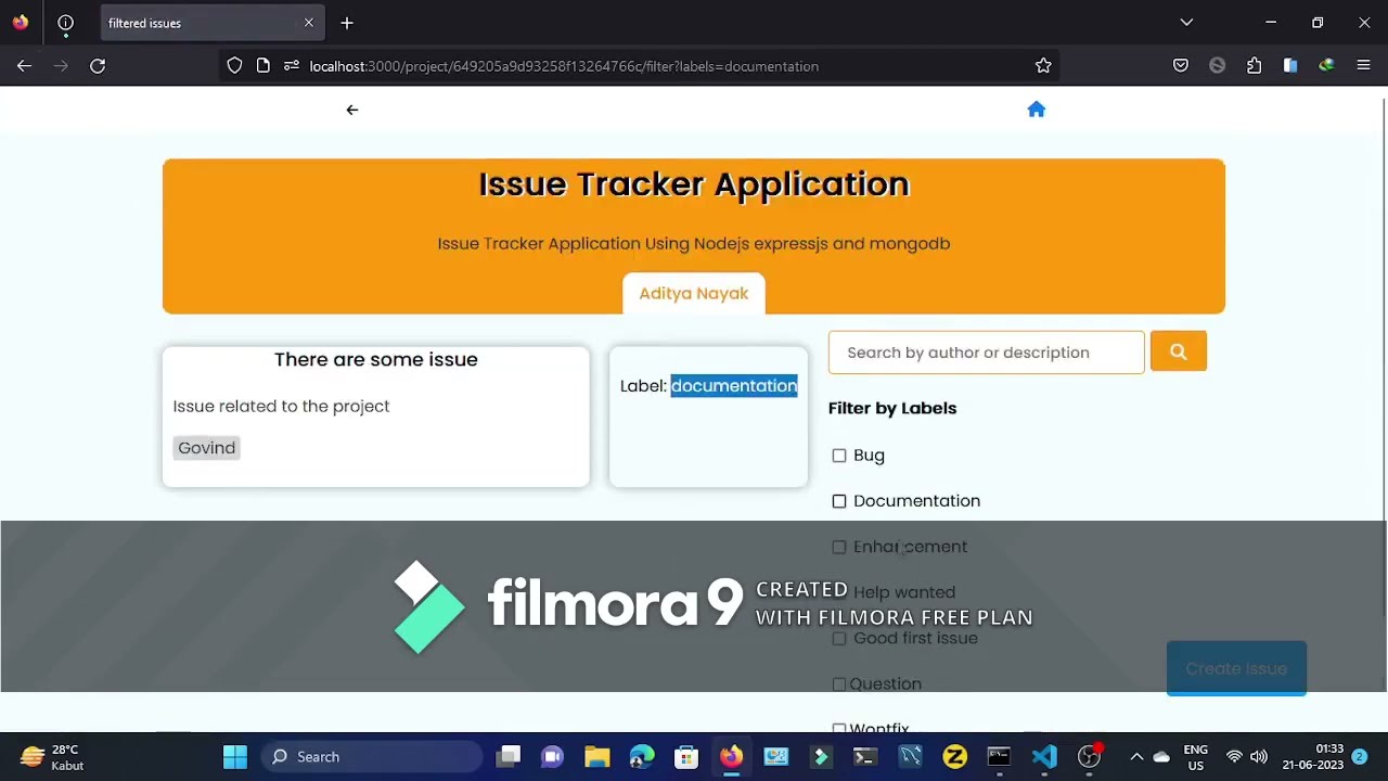 Issue Tracker application using Nodejs, Expressjs and MongoDB