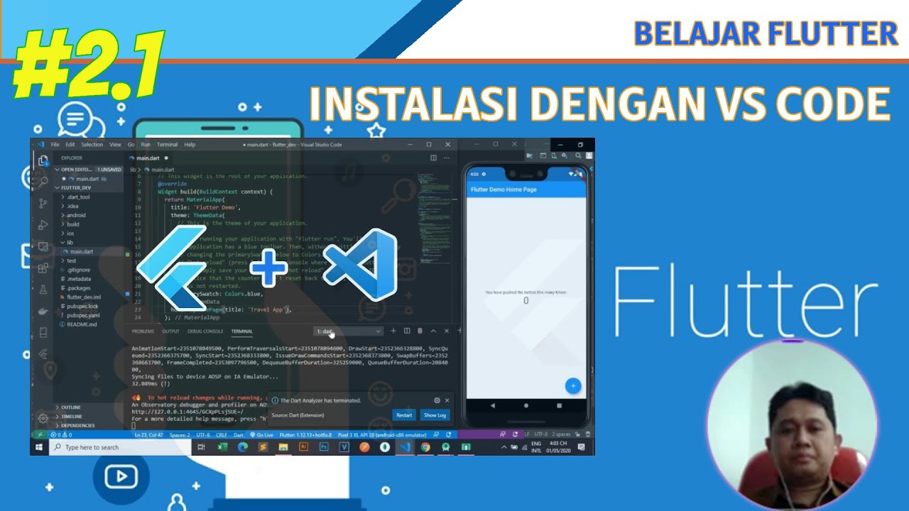 #2.1 Learn Flutter - Install Flutter with Visual Studio Code - VS Code