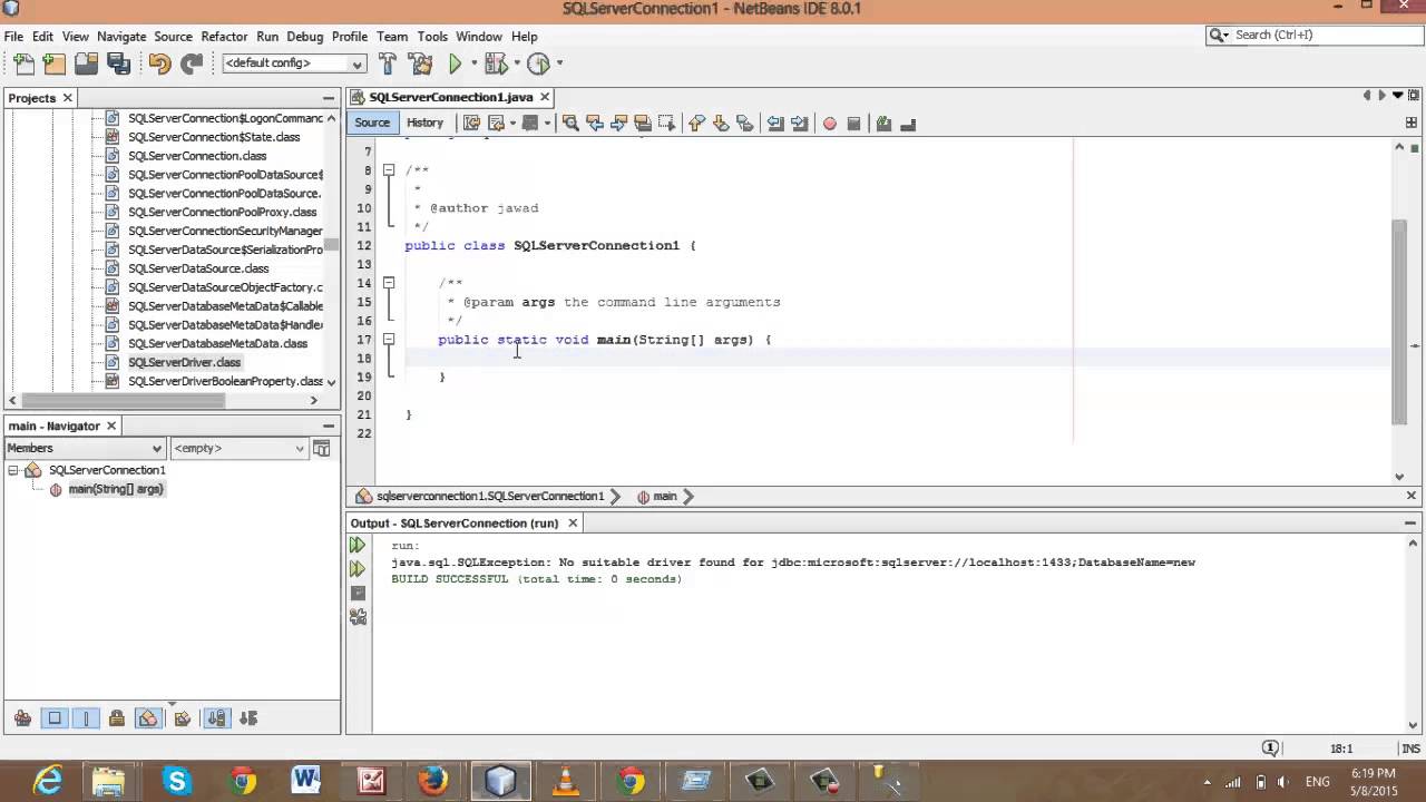 Java NetBean Connection With SQLServer 2008
