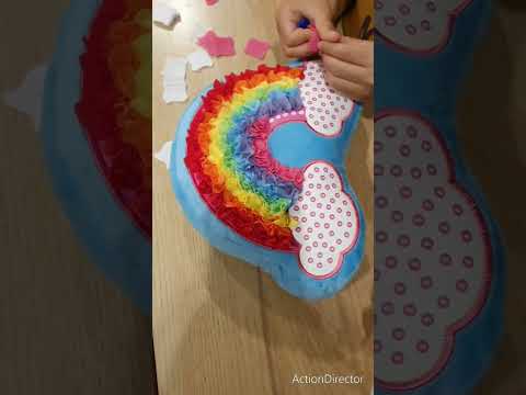 Pop in the plush toy / rainbow pillow / 彩虹抱枕戳戳樂