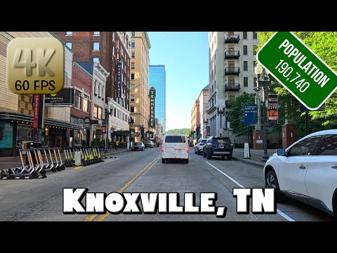 Driving Around Downtown Knoxville, TN and University of Tennessee in 4k Video