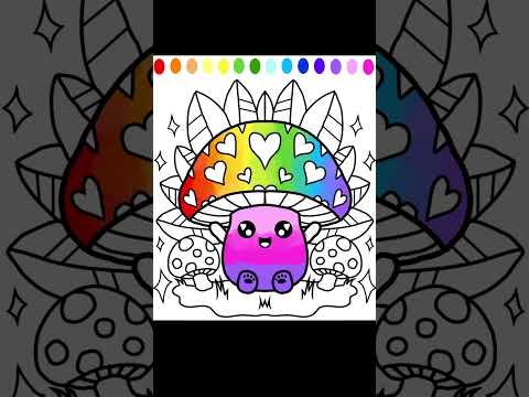 Coloring Mushroom, Cute Kawaii Mushroom Coloring #coloring #kawaii #mushroom #satisfying