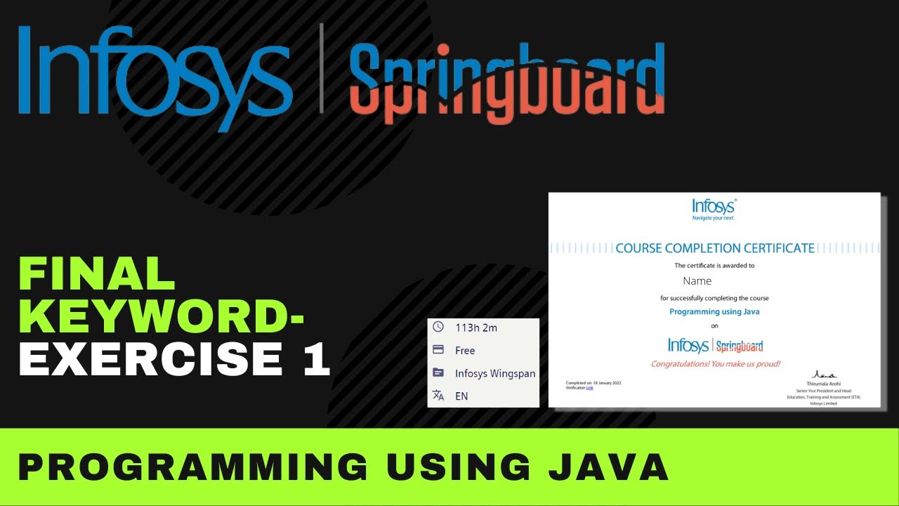 Final Exercise - 1 | Programming Using Java | Infosys Springboard