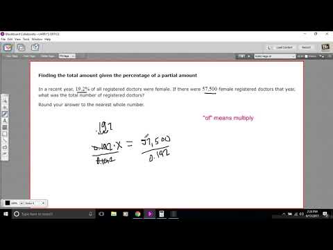 Find the total amount given the percentage of a partial amount