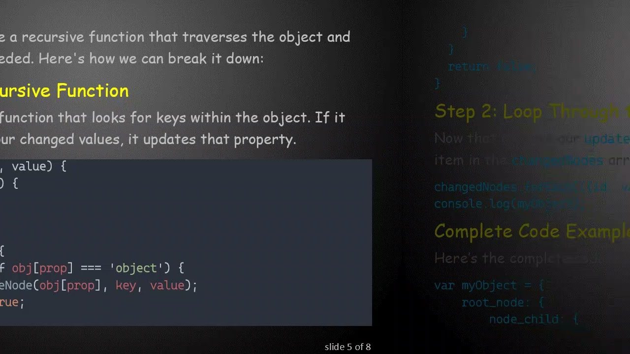 Updating Nested Object Properties in JavaScript: A Simple Recursive Solution