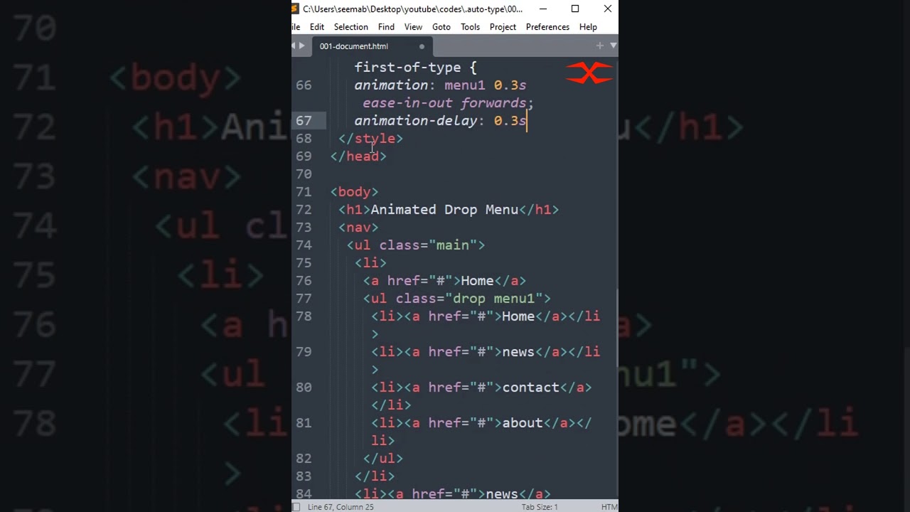 Animated Drop Menu | HTML CSS