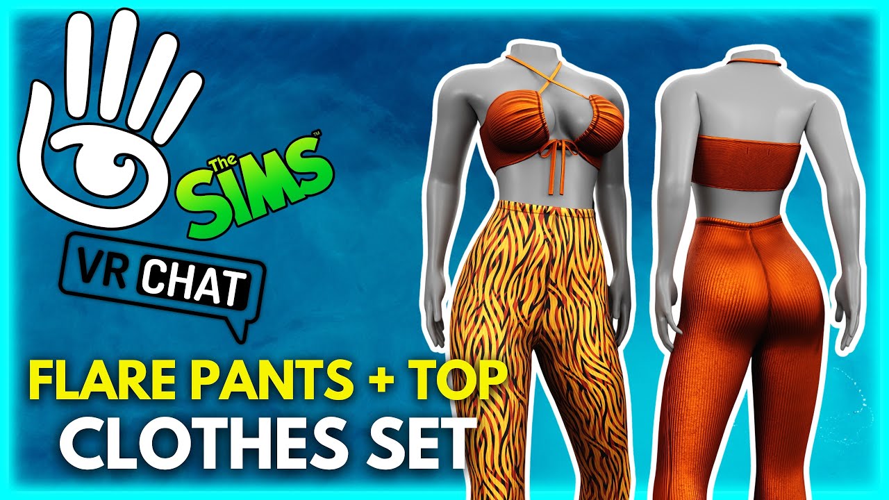 Second Life Clothes Set: Flare Pants + Top 3D Assets