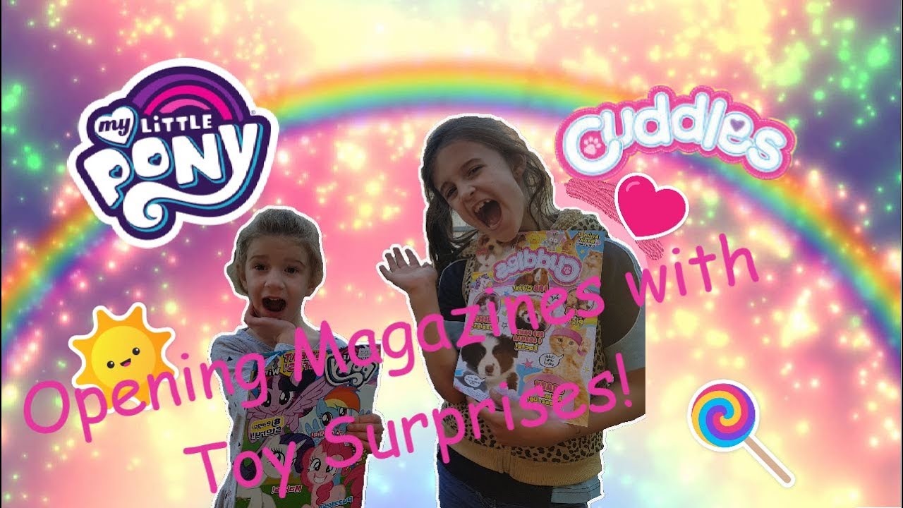 🌈Rainbow Club🌈 Opening My Little Pony and Cuddles mags with toy surprises inside! GLITTER BOMB!!!