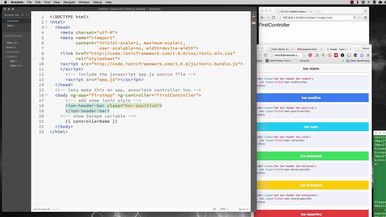 Basic Getting Started Ionic Framework App - HU-1