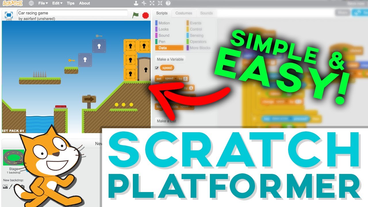 Scratch Tutorial: Platformer Game! (Get featured 2018) - Updated PART 1