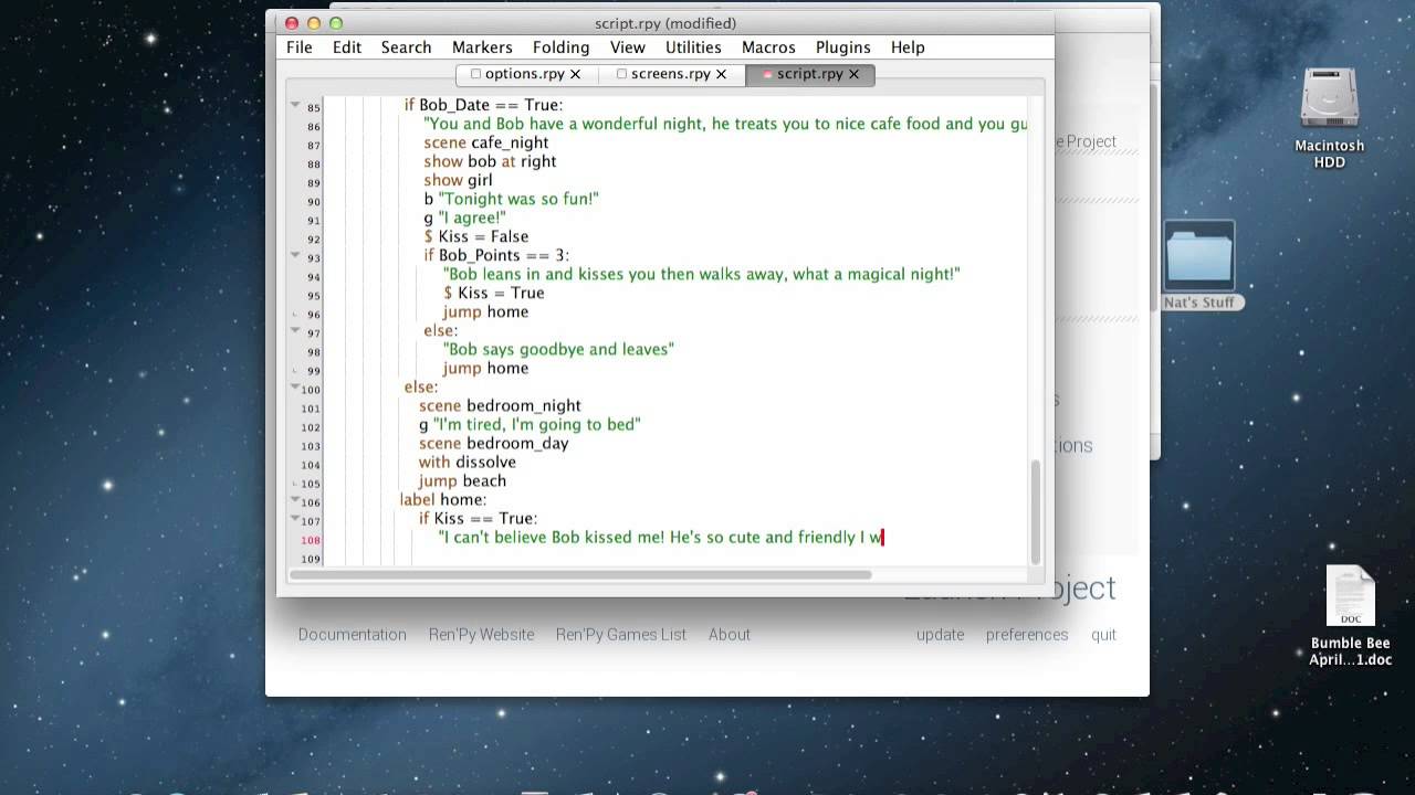 Renpy Tutorial: If Statements/Points