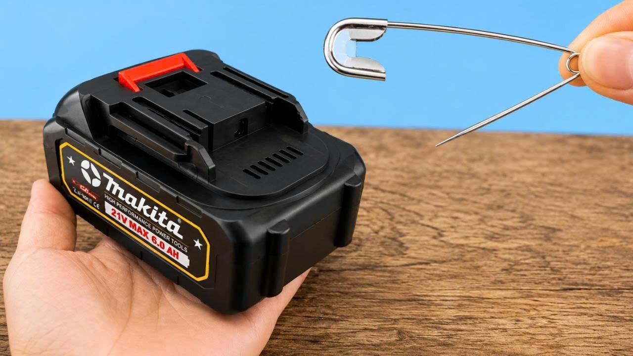 🔋 Never Buy Drill Batteries Again! Use a Safety Pin and Watch What Happens 😱