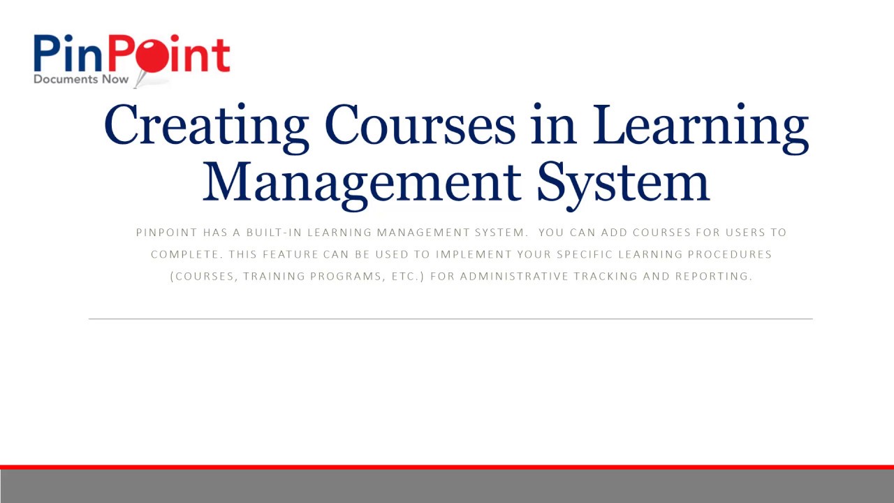 Creating Courses in PinPoint's Learning Management System