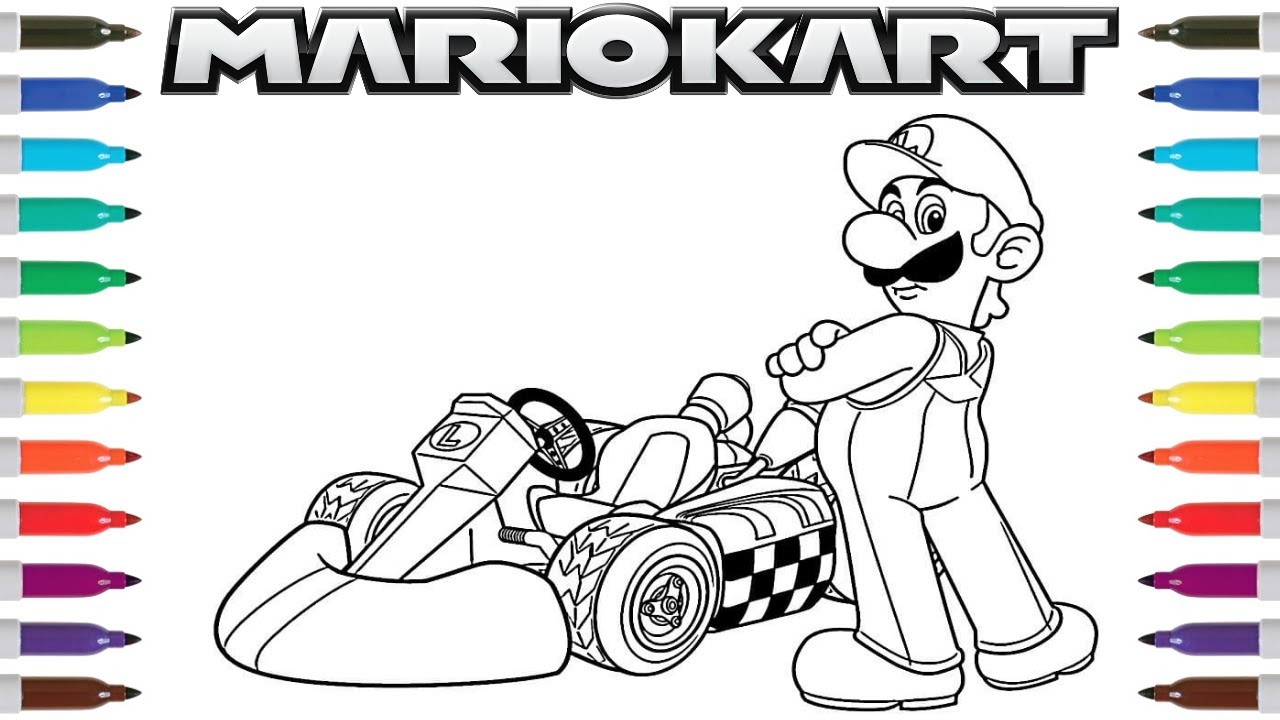 Mario Kart Coloring Book Page | Luigi | Mario Kart