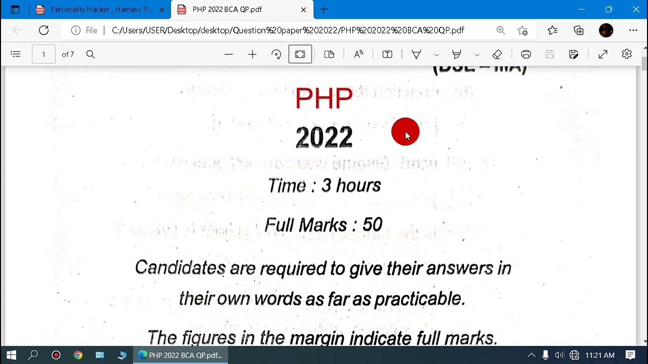 BCA PHP SEM 6 2022 Question Paper