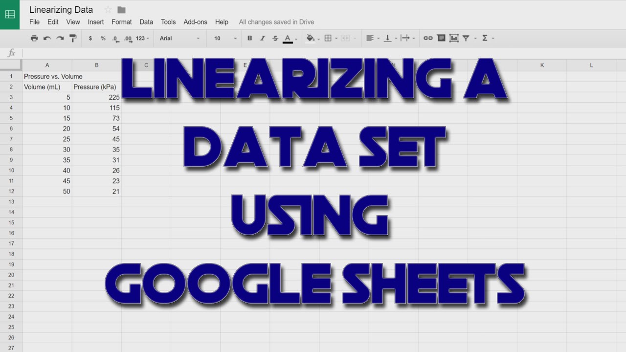 Linearizing a data set using google sheets