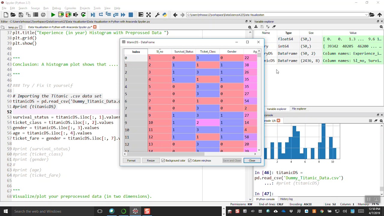 Data Visualization in Python with Anaconda Spyder
