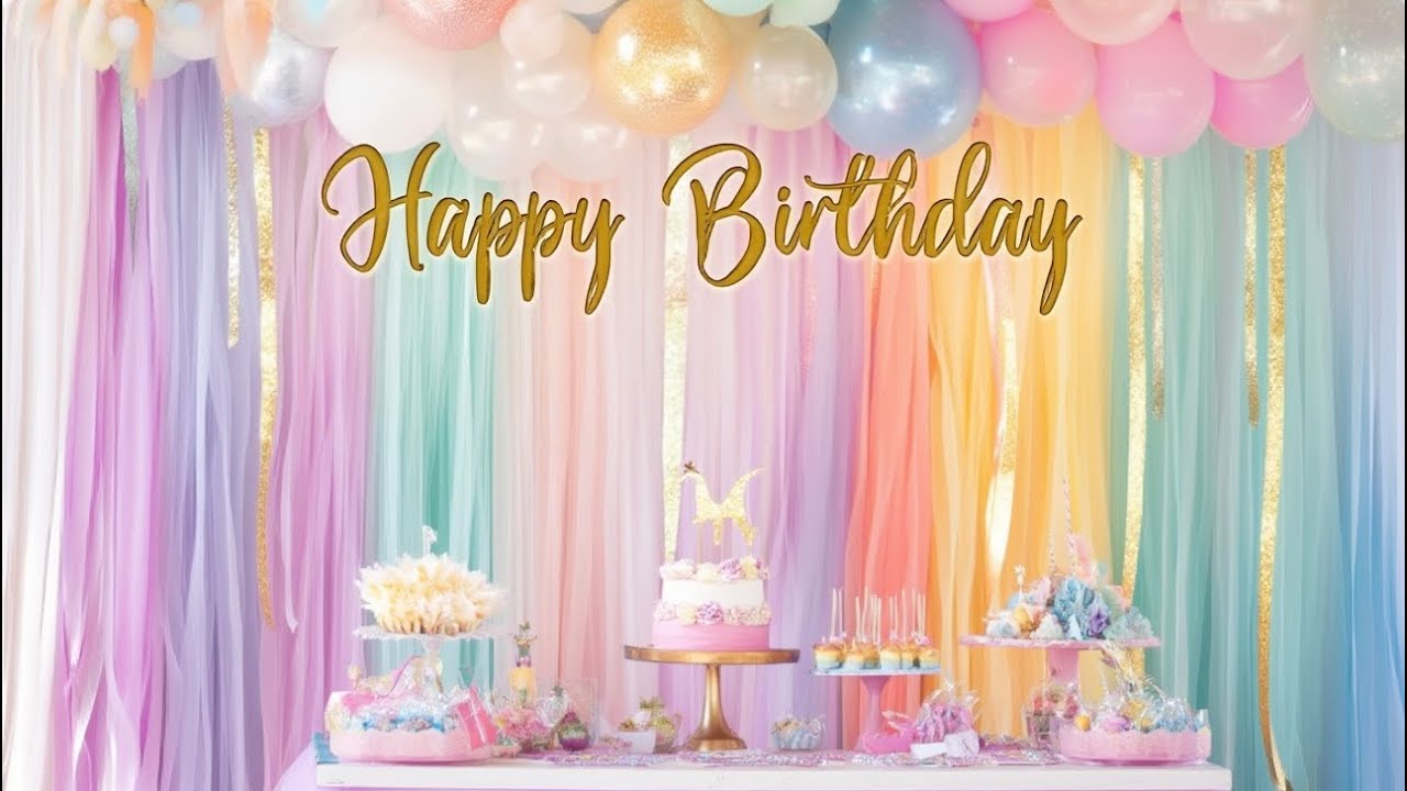 Happy Birthday Background | Rainbow Balloons Cake Animation (10 Minutes)