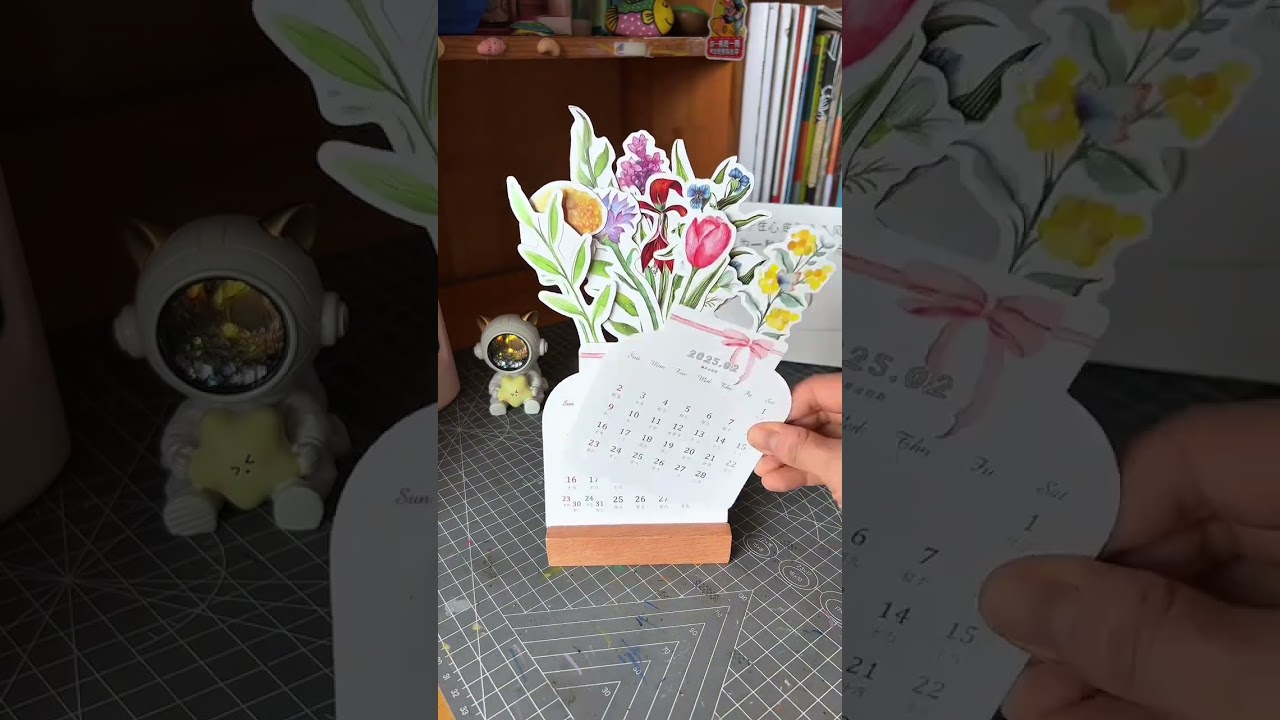 In the new year, I prepared this floral desk calendar for myself. One flower per month forms a pot
