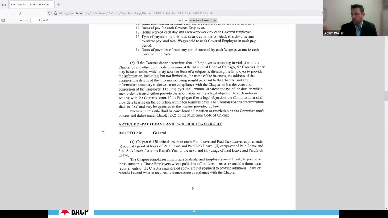 Rules for Chicago's Paid Leave and Paid Sick and Safe Leave Ordinance