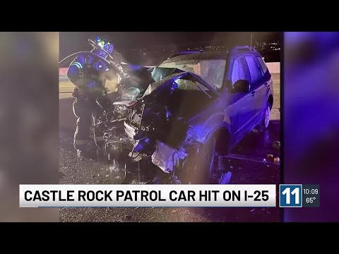 Castle Rock patrol car struck on I-25