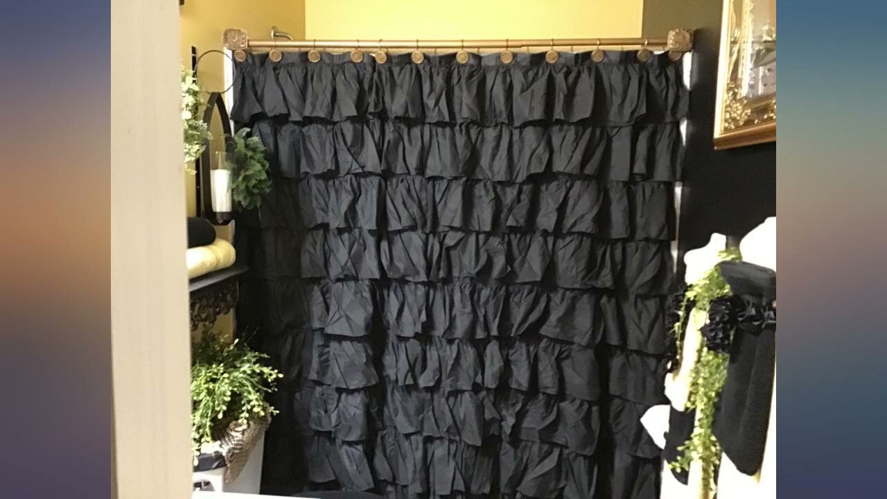 spring Home Ruffled Black Fabric Shower Curtain review