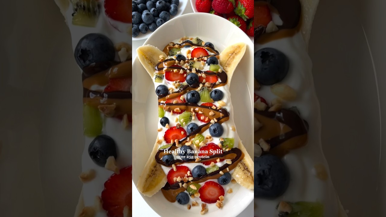 Healthy Banana Split😍😍 #easyrecipes #healthyrecipes #healthysnacks #healthybreakfast
