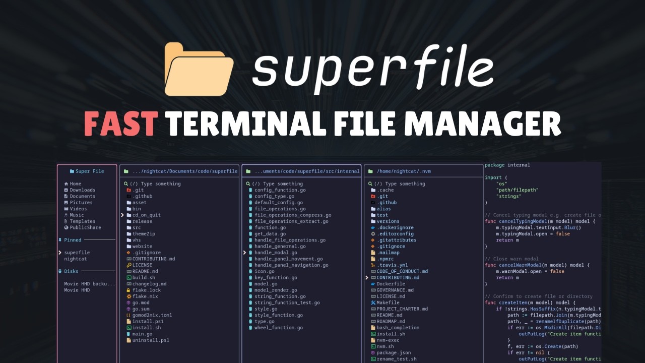 Superfile - AMAZING Terminal File Manager Created by a High School Kid