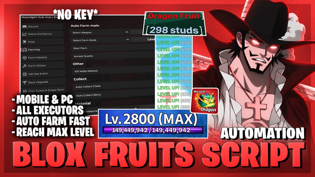 Blox Fruits Script — NO KEY, Auto Farm, Max Level, Auto Bounty, Auto Beli, PVP (BEST)