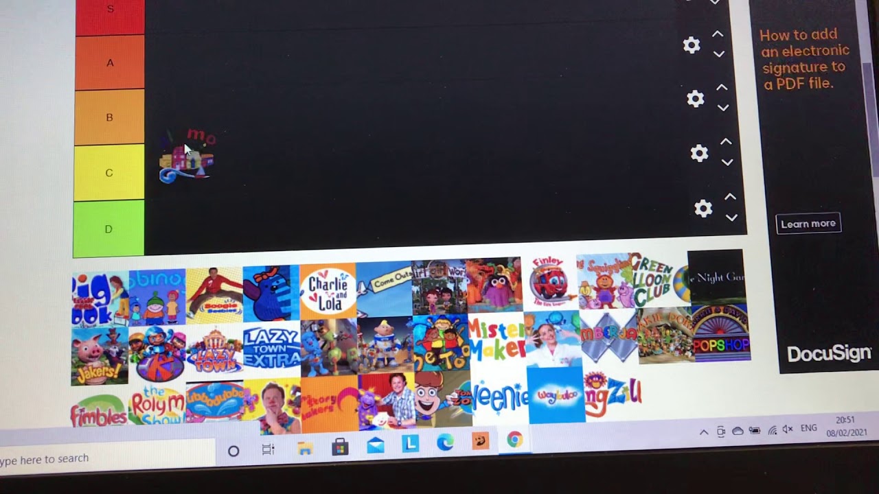 CBeebies shows ranking list (not for kids due to use of word h**l)