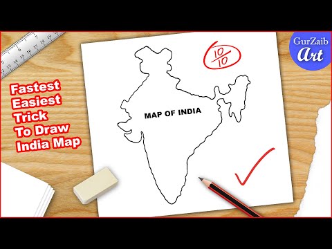 How to draw India map easy / Fast Easy Quick Trick India map drawing