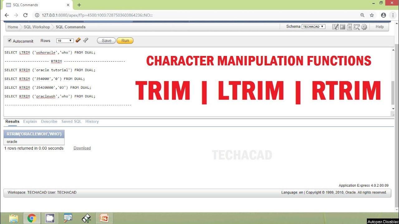 Oracle Tutorial - Character Manipulation Functions TRIM | LTRIM | RTRIM