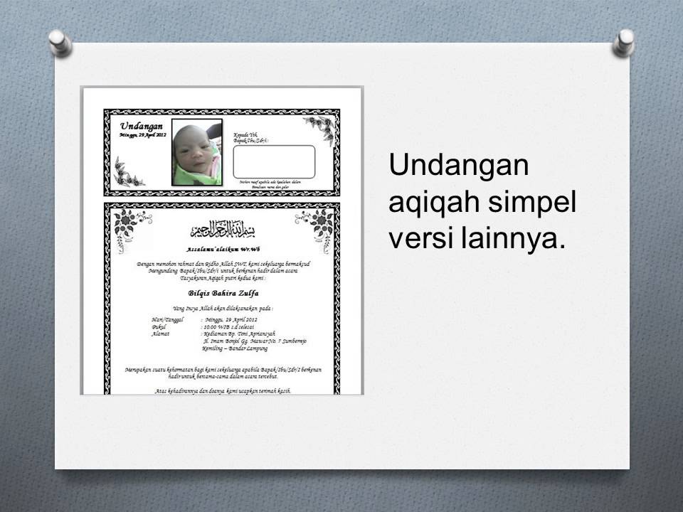 Contoh Undangan Acara Aqiqah kelahiran Bayi