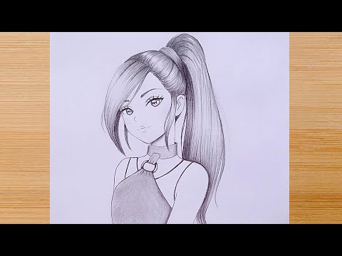 How to draw Anime GIRL - step by step || Pencil Sketch for beginners