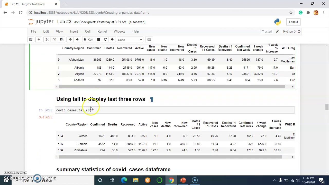 Lab 3 Assignment  #Python Queries using Pandas