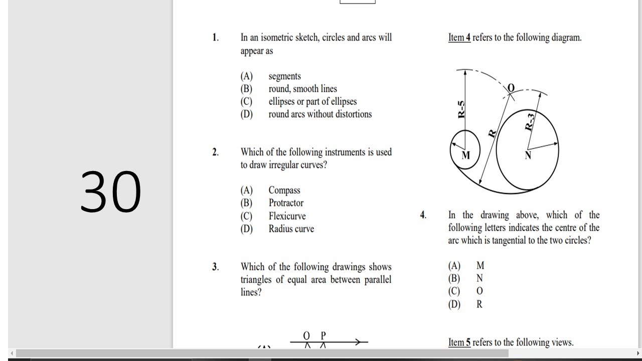 ANSWERING 30 TECHNICAL DRAWING MULTIPLE CHOICE QUESTIONS