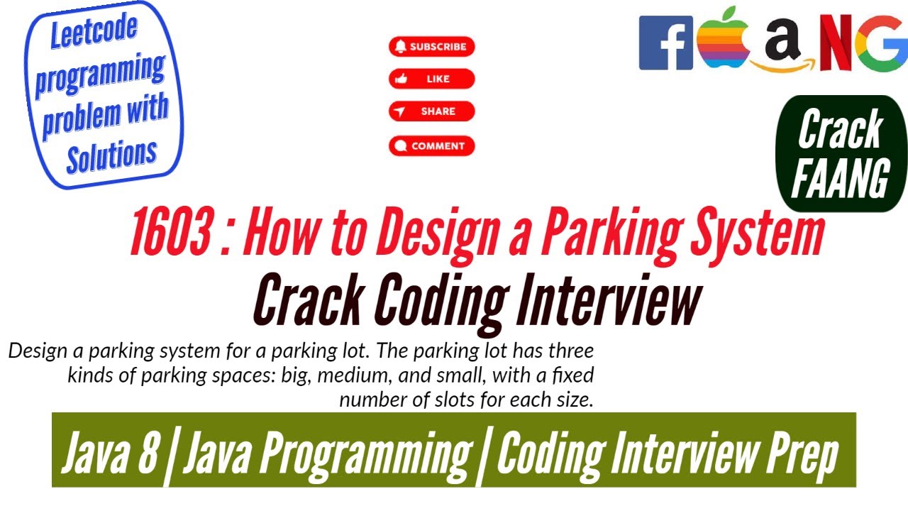 How to Design a Parking System | Leetcode 1603 Java Interview | Crack FAANG | Crack Coding interview