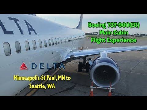 Delta Airlines B737-900ER Minneapolis, MN to Seattle, WA Main Cabin Flight Experience