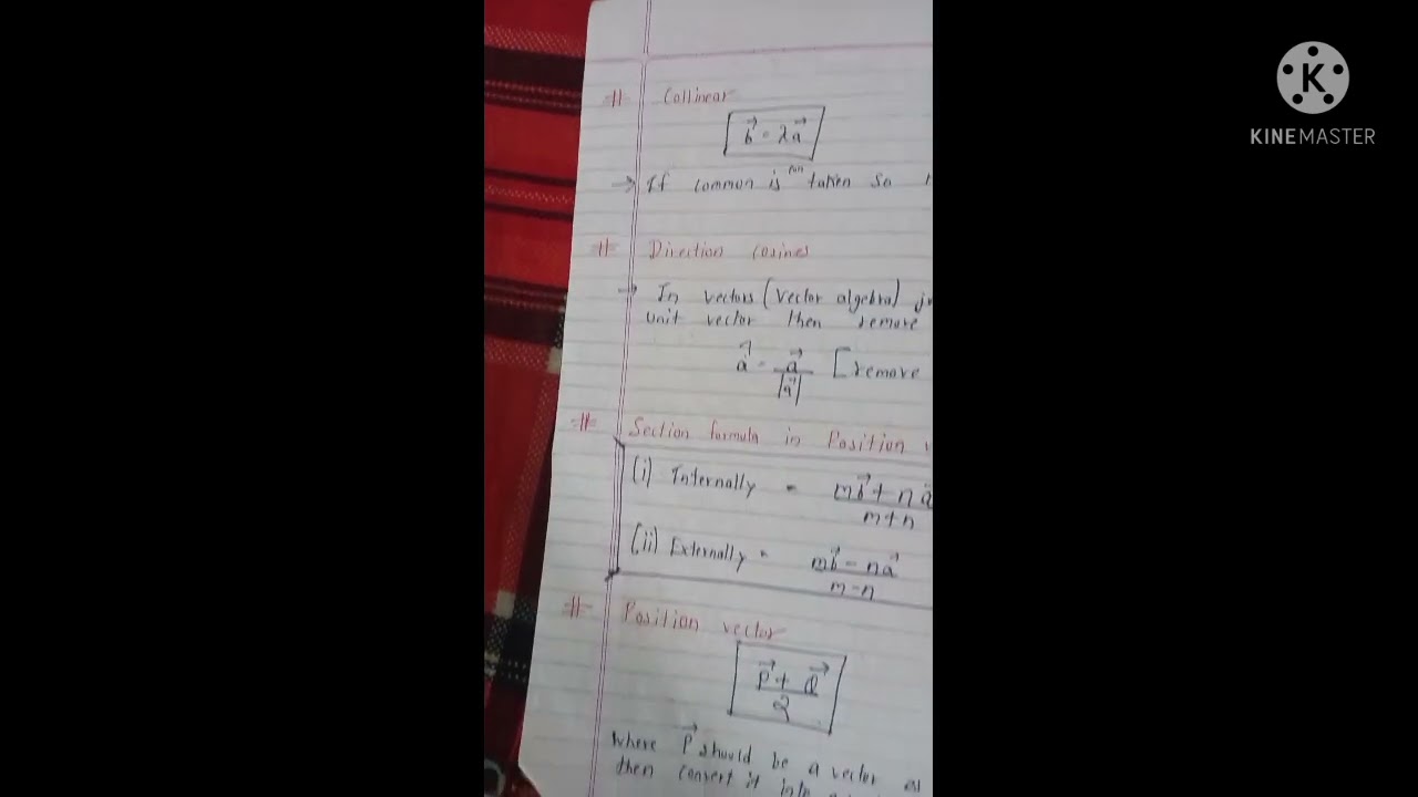 Vectors cheat sheet class 12