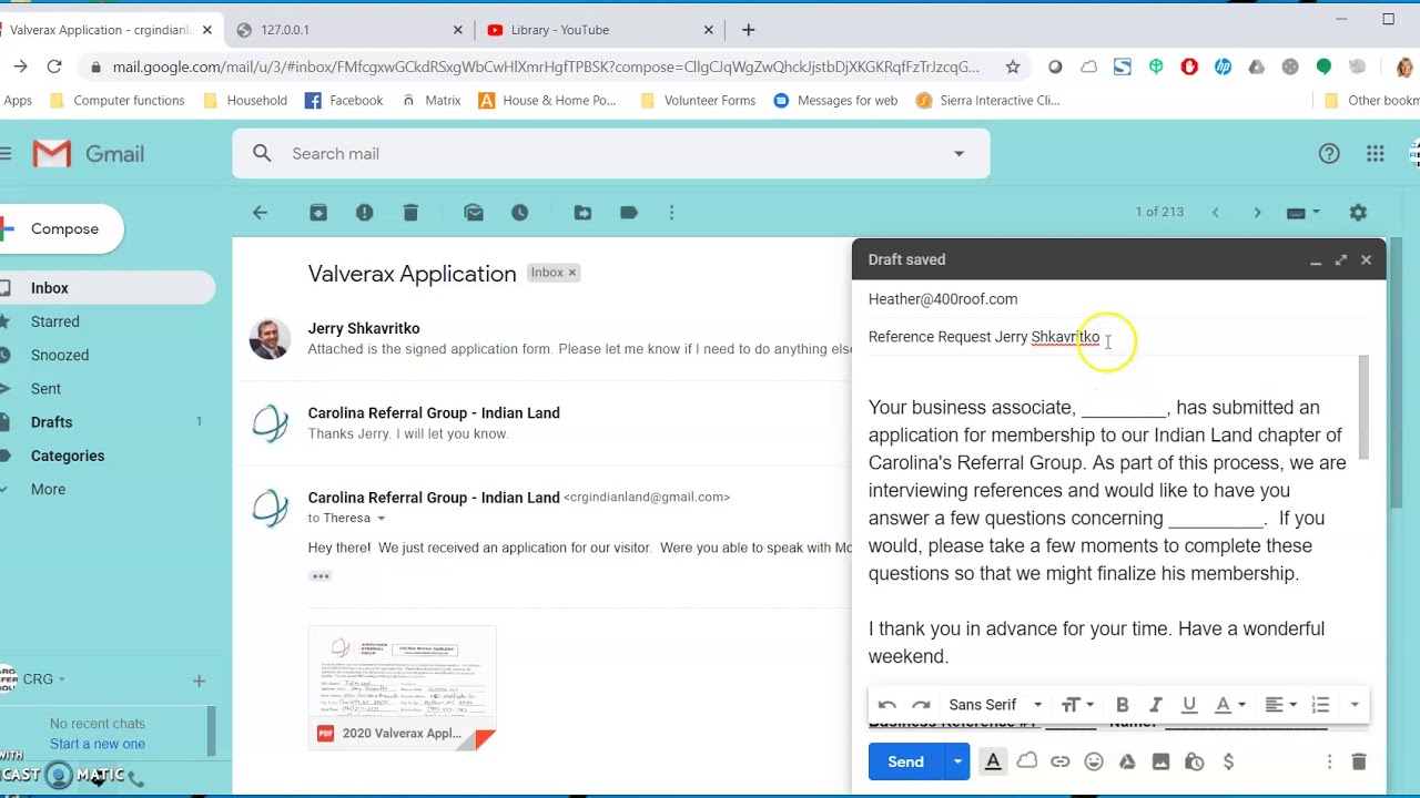 Canned emails   Reference Request
