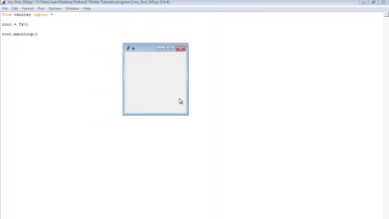 1  python tkinter tutorial (Creating a root window)
