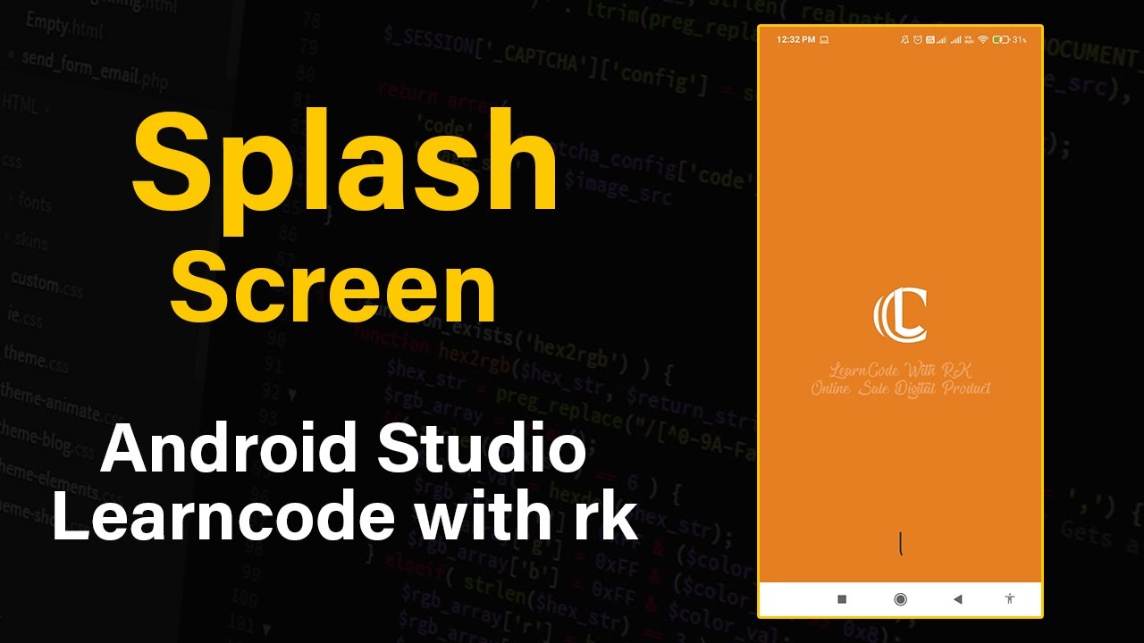 Splash Screen in android studio | Splash Screen Android Studio | Splash screen 2021 #learncodewithrk
