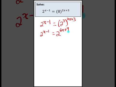 Solve an Exponential Equation | jensenmath.ca #maths #math #exponents