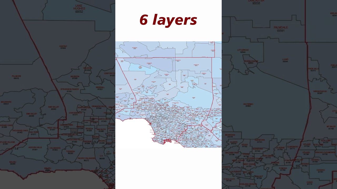 California 5 digit zip code vector map  #CA #vector #map #US map
