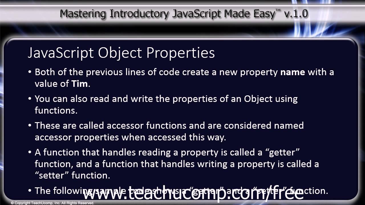 JavaScript Training Tutorial JavaScript Object Properties